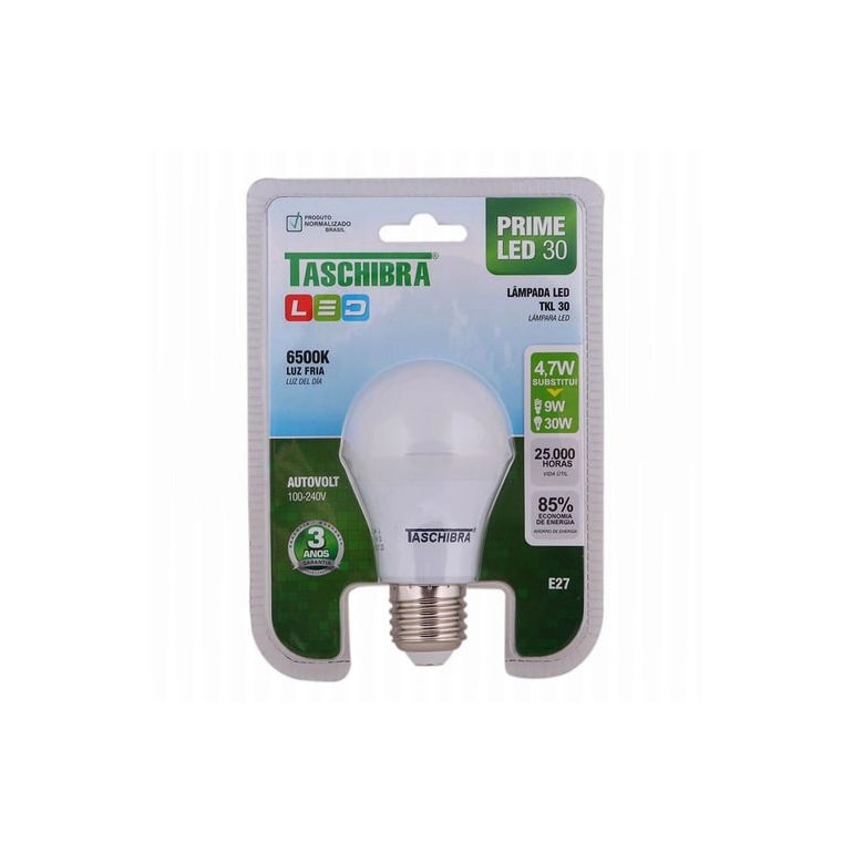 Lâmpada Led TKL 30 4,9W 6500K Luz Branca 400lm Taschibra - Normatel