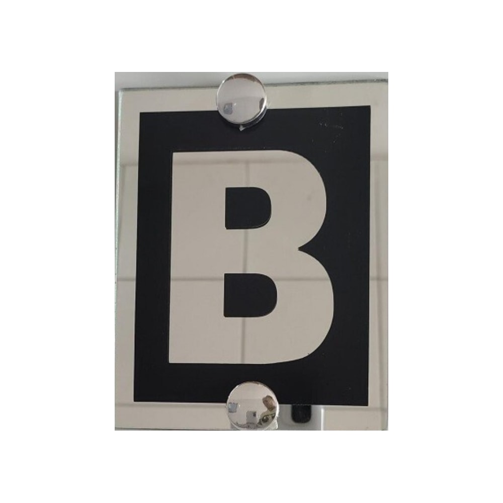 Letra B Residencial Espelhado 17x11 Preto Mglass - Normatel